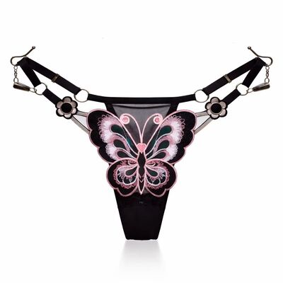 Butterfly Lace Thong for Women Low Waist G-String Transparen