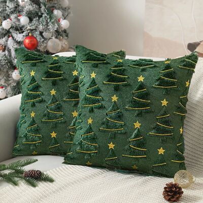 1pc plush Christmas tree Pillow Covers, emerald plush Christ