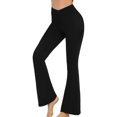 Flared Leggings Crossover Women's Yoga Pants Control Tummy H