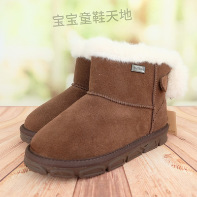 泰兰尼斯正品24冬新款加绒防滑女童棉鞋真皮儿童皮靴雪地靴D5069