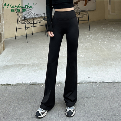 棉芭莎瑜伽微喇裤9243高腰显瘦外穿喇叭高弹鲨鱼裤2025秋季新款