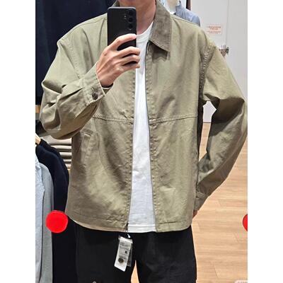 男女款休闲拉链牛仔短茄克水洗外套巴恩风翻领夹克480827/478230