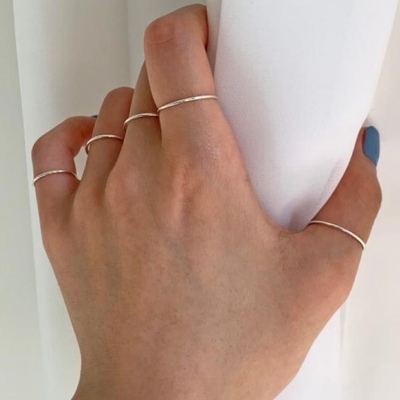 可水洗百搭极简单素圈银色戒指