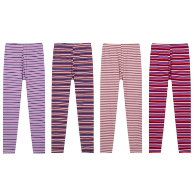 庄泰女士条纹秋裤莱卡棉内搭基础打底裤中老年单裤学生中高腰彩条