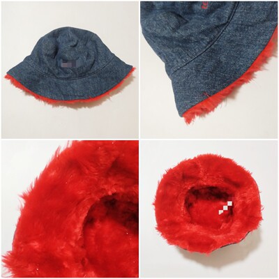 红加绒加厚秋冬季女童保暖牛仔帽