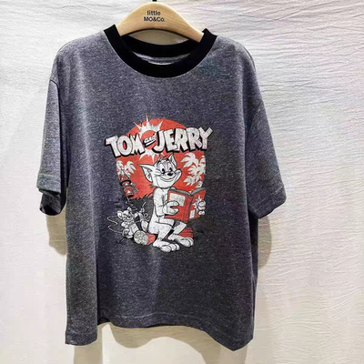 little moco专柜正品25年秋男女童印花休闲百搭短袖T恤KBE3TEE002