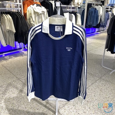 正品ADIDAS阿迪达斯三叶草翻领百搭女运动针织长袖POLO衫JM8012