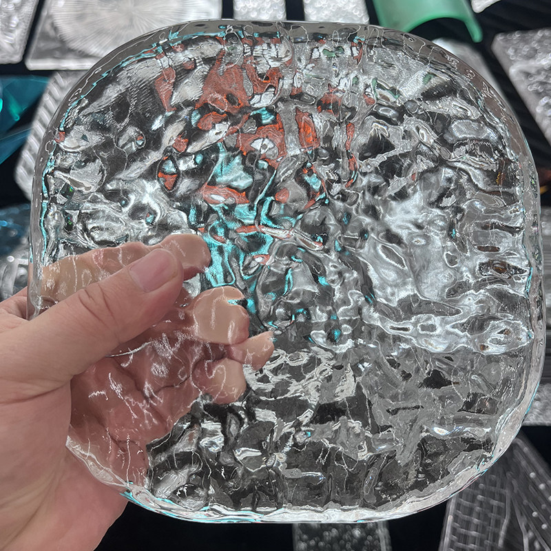 超白冰晶圆片水晶挂片背景墙酒店休闲会所景观墙隔断玄关玻璃砖