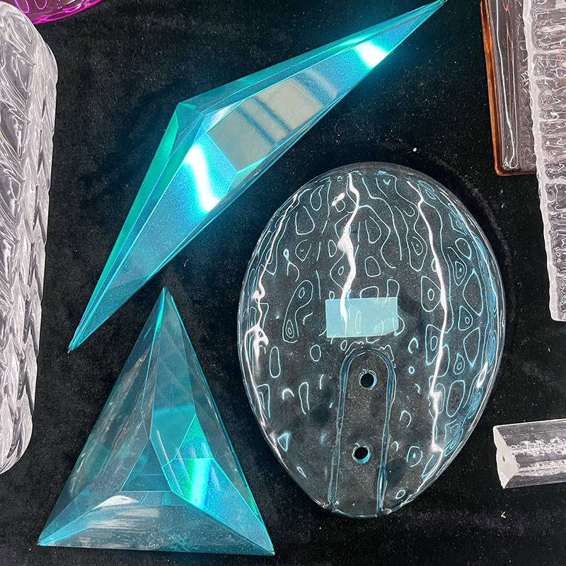 彩色异形水晶贴片三角形斜面背景墙酒店休闲会所景观墙隔断玄关