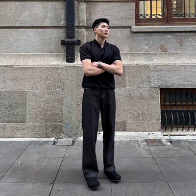 FOCABO13盎司手缝针原牛牛仔裤