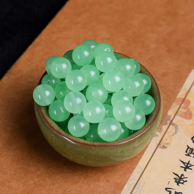 天然浅绿苹果玉髓散珠圆珠diy手工编织手链项链水晶材料饰品配件