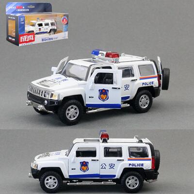 新款 合金汽车模型儿童玩具1:32悍马H3警车SUV声光四开门