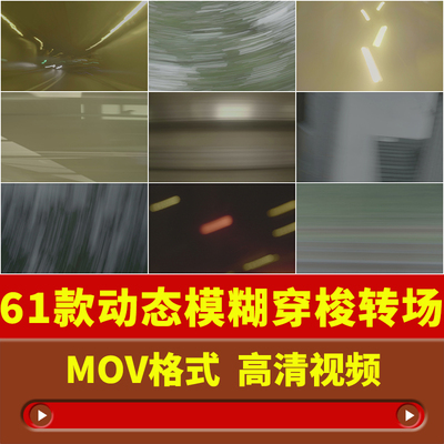动态模糊夜晚灯光穿梭快速转场过渡AE/PR/剪映/FCPX高清视频素材
