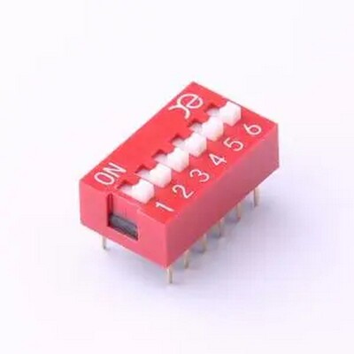 DSWB06LHGET 拨码开关,平拨开关,DSWB06LHGET 插件,P=2.54mm 拨码