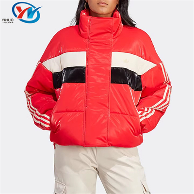 Adidas三叶草女亮面立领棉服