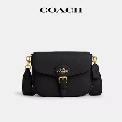 COACH/蔻驰Amelia纯色皮质马鞍包