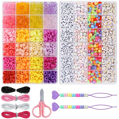 2400pcs Acrylic Pony Kandi Beads Kit Large Hole Hair Beads