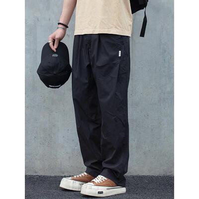 it neith BIAS潮牌薄款休闲裤男日系宽松直筒松紧腰伞兵速干长裤