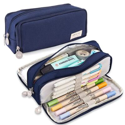 Pencil Case Large Space Storage 3 Compartment Pouch Double S