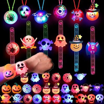 12-36Pcs Glowing Halloween Bracelets Rings Children Toys Pro