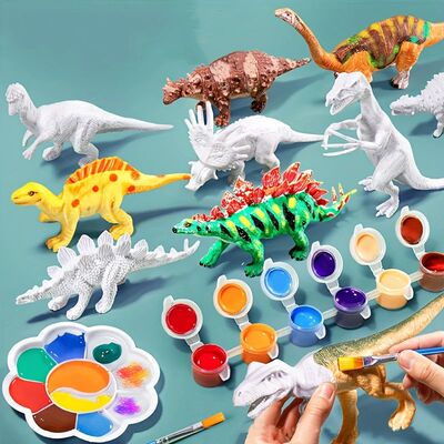 6/8Pcs DIY Painted Graffiti Dinosaur White Embryo Animals Mo
