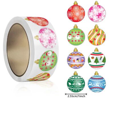 500pcs Merry Christmas Stickers 1 inch Round Christmas Tags