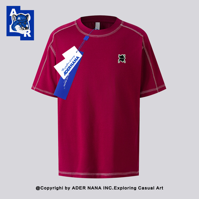 ADER NANA潮牌刺绣短袖T恤男女宽松圆领休闲风情侣装