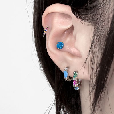 【全店买四免一】轻奢彩色耳圈