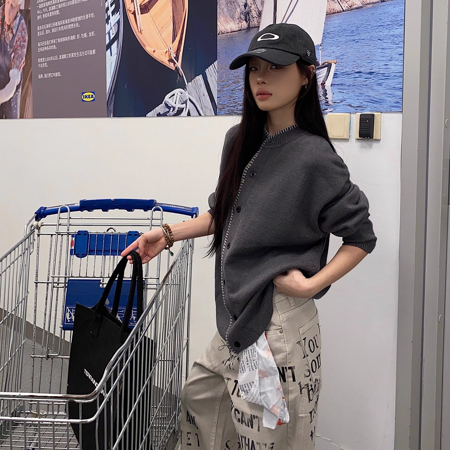 GGBAI 美式复古开衫毛衣男女宽松慵懒休闲cleanfit百搭针织衫情侣