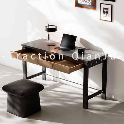 中古风实木书桌梳妆台带抽屉