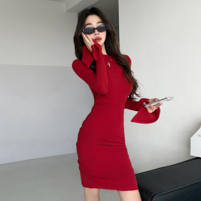 热辣玫瑰~御姐风修身抽褶连衣裙女辣妹性感气质长城收腰包臀短裙