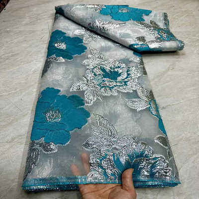 爆款高级欧根纱提花面料欧美舞台时装布面料Organza Brocade lace