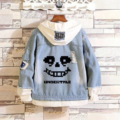 传说之下Undertale波动狗游戏动漫周边男女时尚休闲春秋牛仔外套