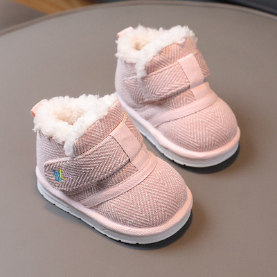 宝宝学步鞋冬季6-7-8个月软底保暖婴儿鞋男女1一2岁加绒加厚棉鞋3
