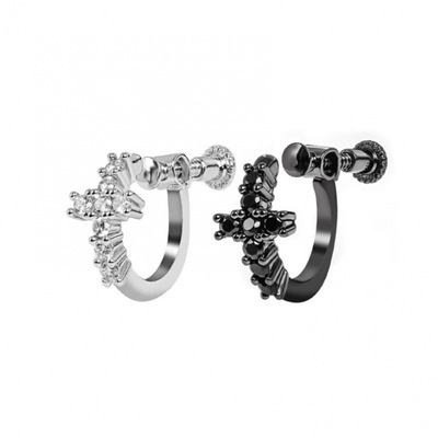 满钻十字架耳夹男潮欧美嘻哈锆石小众设计高级百搭情侣f