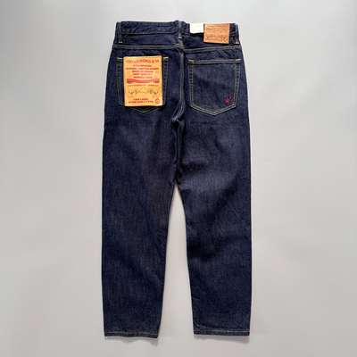 5019搭配红翼c帅 14oz靛蓝染牛仔裤红边赤耳丹宁合身直筒牛仔裤男