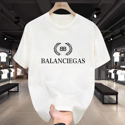 巴家美式重磅260g双纱精梳纯棉短袖t恤男士圆领短袖情侣潮牌宽松