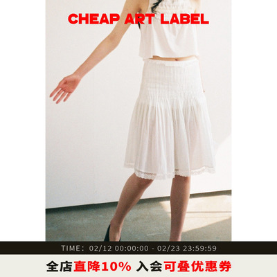 cheapartlabel细褶蕾丝半身裙