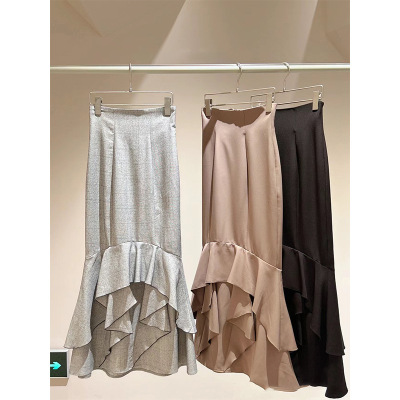 Japanese S Family 2024 High Waist Hip Irregular Ruffled Fish