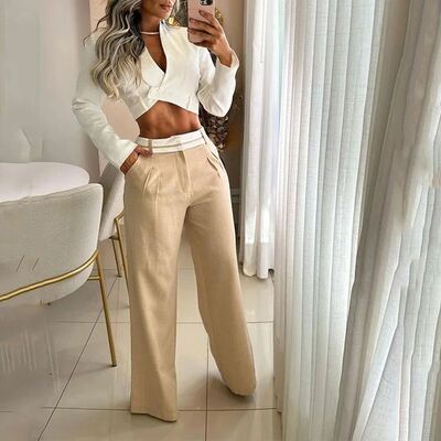 Autumn Women Two Piece Set Office Fashion Solid Long Sleeve