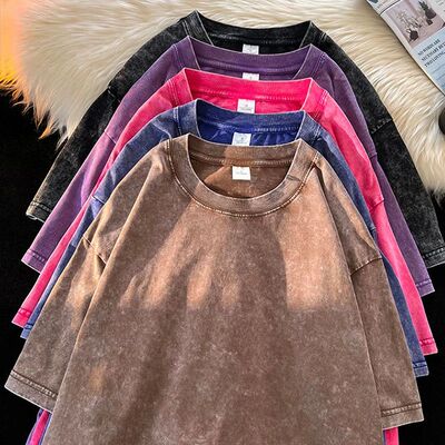 Men's Washed Vintage T-Shirts Sreet Hip Hop Retro Punk T Shi