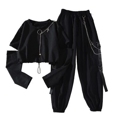 Spring Autumn Women Harajuku Cargo Pants Handsome Cool Two-p