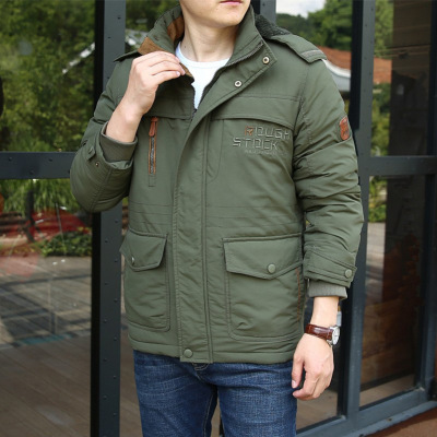 Men's Warm Cotton Coat, Thickened Velvet, Mid-length Jacket,