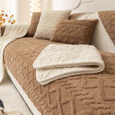 Sofa Seat Slipvers Solid Color Plush Jacquard Housse Canape