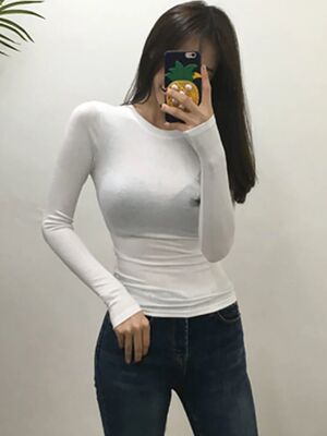 T Shirt Korean Style Slim T-shirts 2024 Sexy Tshirts Cotton
