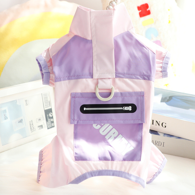 狗狗衣服春夏装薄款防泼水冲锋衣帅气口袋牵引小型犬泰迪宠物7682