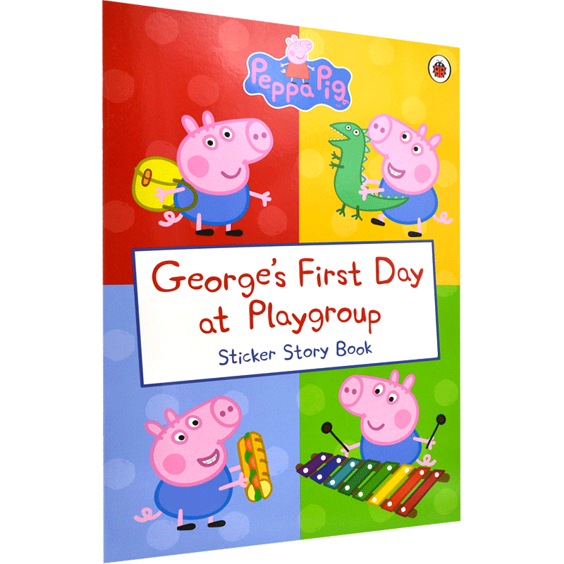 小猪佩奇 粉红猪小妹 英文原版 George's First Day at Playgroup 贴纸故事书 3-6岁儿童 ladybird 中图
