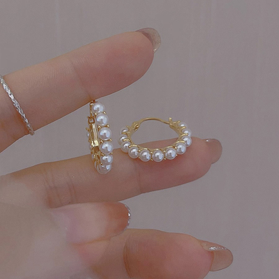 耳环女耳圈2023新款潮仿珍珠