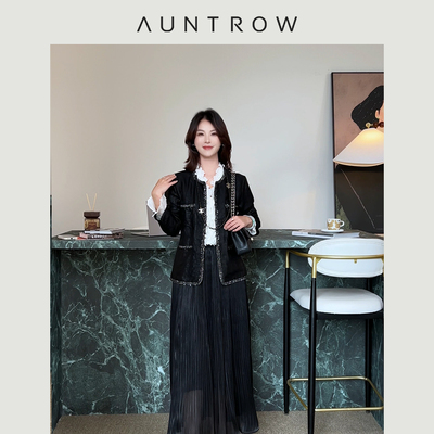 “墨纹缎影” 古法薯莨染30姆米桑蚕丝 小香风龟裂纹香云纱外套