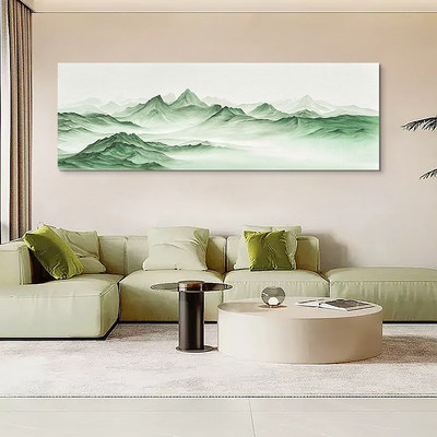 HESD.ART手绘油画《青山远黛》客厅沙发背景墙装饰画手工卧室挂画